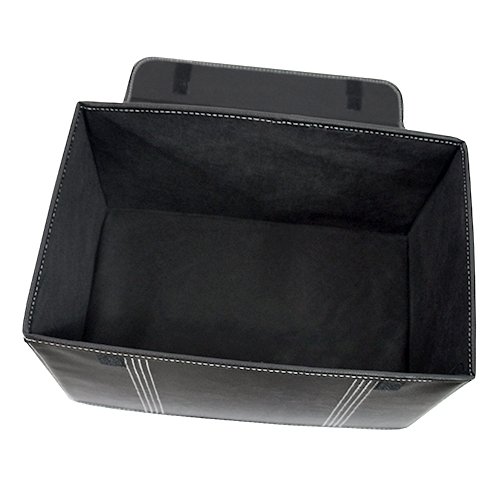 The Lucky Clover Trading Collapsible Faux Leather Lid Basket, Black