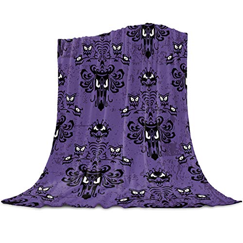 T&H XHome Flannel Fleece Bedding Blanket - 60"x80" Haunted Halloween Mansion - Grim Grinning Ghosts Anime Camp Throw Blanket for Baby Kids Boy Girls Men Women