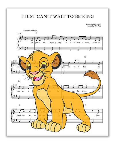 Lion King Song Photos - Set of 4 (8 inches x 10 inches) Music Sheet Poster Prints - Simba Nala Pumbaa Timon