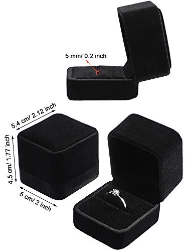 Zhanmai 12 Pieces Velvet Ring Earring Box Gift Jewelry Case Gift Boxes for Wedding, Engagement, Birthday and Anniversary 2.12 x 1.77 x 2 Inch (Black)