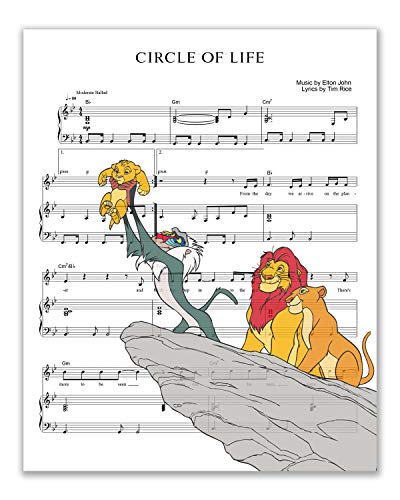 Lion King Song Photos - Set of 4 (8 inches x 10 inches) Music Sheet Poster Prints - Simba Nala Pumbaa Timon