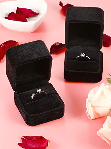 Zhanmai 12 Pieces Velvet Ring Earring Box Gift Jewelry Case Gift Boxes for Wedding, Engagement, Birthday and Anniversary 2.12 x 1.77 x 2 Inch (Black)