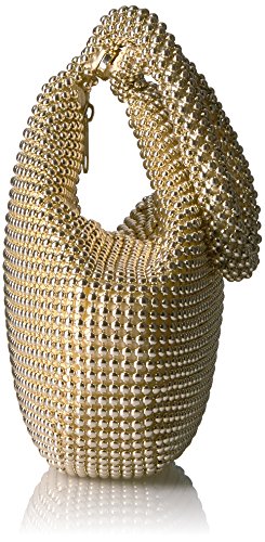 Jessica McClintock womens Staci Mesh Wristlet Pouch Evening Handbag, Light Gold, One Size US