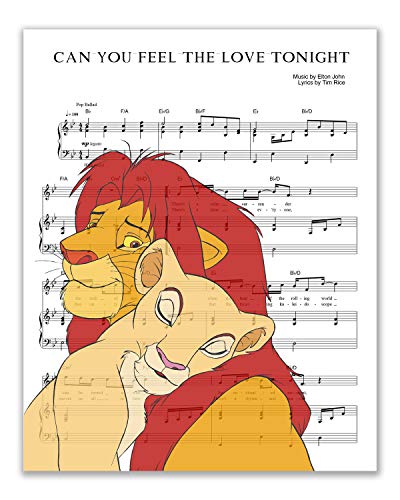 Lion King Song Photos - Set of 4 (8 inches x 10 inches) Music Sheet Poster Prints - Simba Nala Pumbaa Timon