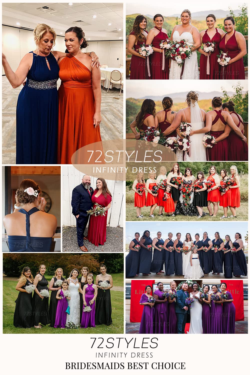 Women's Elegant Formal Bridesmaid Evening Gown Sleeveless Ruched Party Cocktail Maxi Long Infinity Dress with Bandeau Black