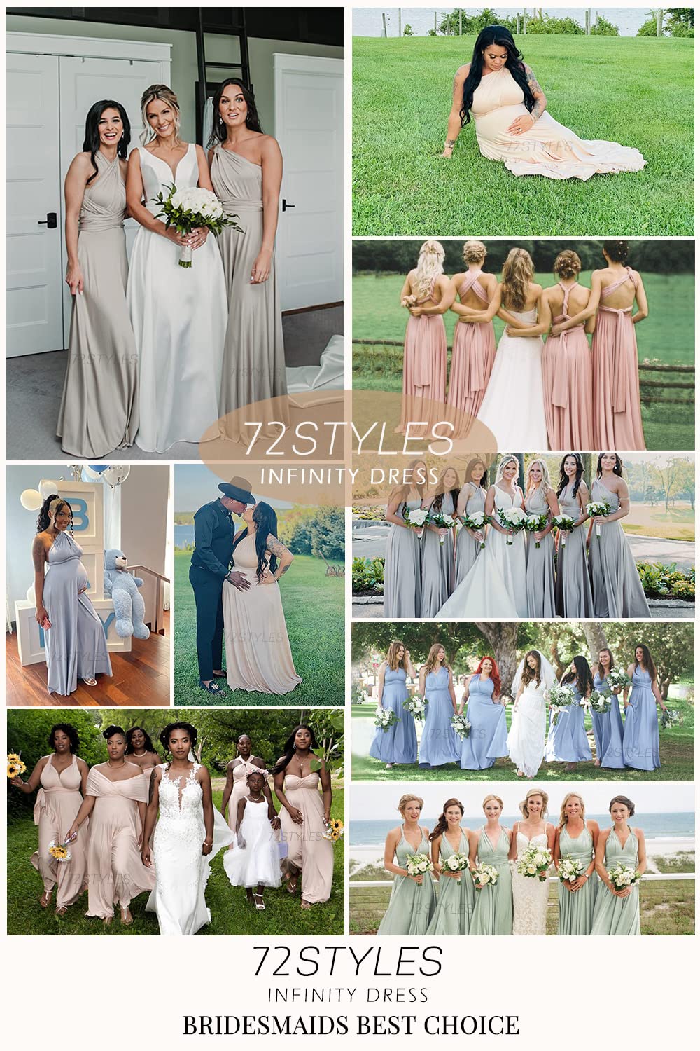 Women's Elegant Formal Bridesmaid Evening Gown Sleeveless Ruched Party Cocktail Maxi Long Infinity Dress with Bandeau Black