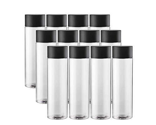 12-Pack Bulk Empty Plastic Juice Bottles Reusable Water Bottles to work great as Sensory Bottles and Smoothie Bottles with Black Lids Great for Sensory Crafts and Calming Bottles 400ml