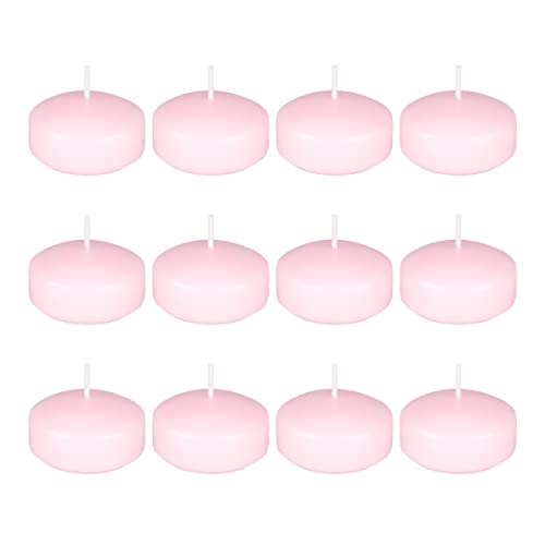 Mega Candles 12 pcs Unscented Pink Floating Disc Candle, Hand Poured Paraffin Wax Candles 2 Inch Diameter, Home Décor, Wedding Receptions, Baby Showers, Birthdays, Celebrations & Party Favors
