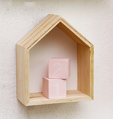 Sweet FanMuLin 2PCS Lovely Wooden House-Shaped Wall Storage Shelf Kid's Room Decoration (White)