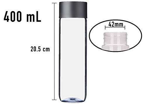 12-Pack Bulk Empty Plastic Juice Bottles Reusable Water Bottles to work great as Sensory Bottles and Smoothie Bottles with Black Lids Great for Sensory Crafts and Calming Bottles 400ml