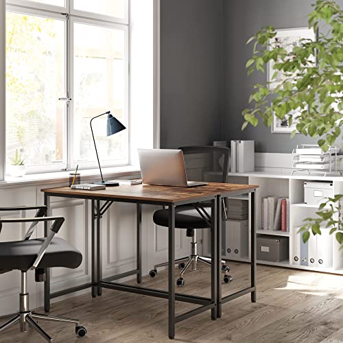 VASAGLE 39-Inch Computer Writing Desk, Home Office Small Study Workstation, Industrial Style PC Laptop Table, Steel Frame, 39.4, Rustic Brown + Black