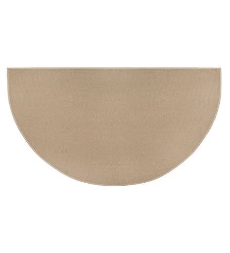 Plow & Hearth 27"x48" Half Round Fireproof Hearth Rug | Tan | Double Layer Fiberglass Fireplace Mat | Protect Home Décor Hardwood Floor and Carpet from Sparks and Embers Wood Stove