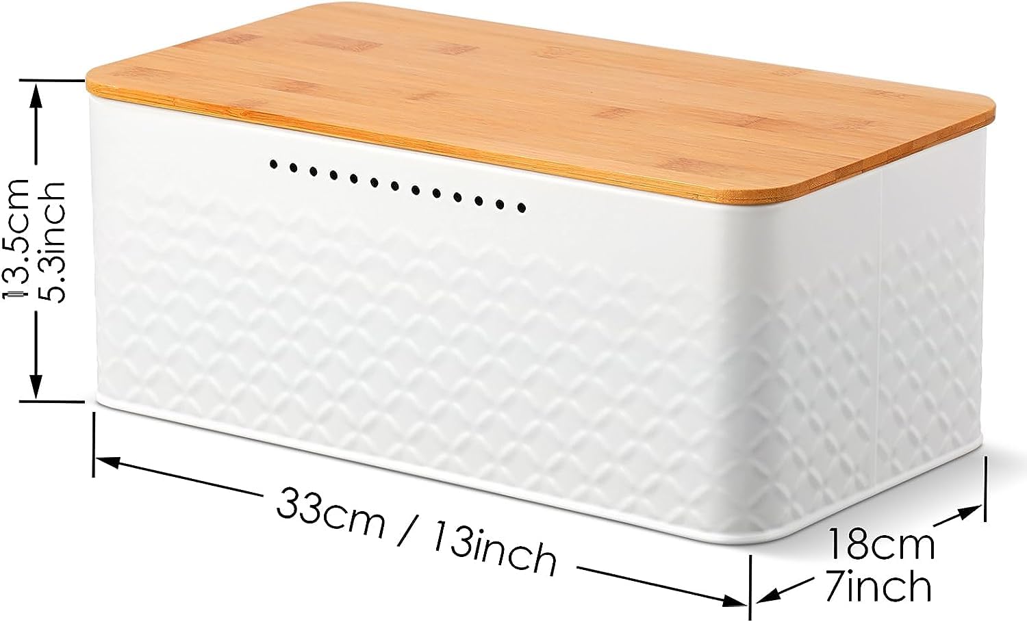 Widousy Bread Bin with Bamboo Lid, White Bread storage box β Bread Holder Bin for Kitchen Countertop Storage Organizer (White)