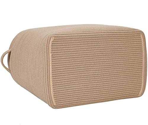 22"x14"x18" Mega Size Rectangular Extra Large Storage Basket, Cotton Rope Storage Baskets, All Beige
