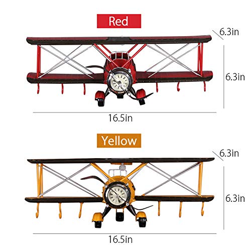 WINGOFFLY Sleves Wall Mounted Metal Floating Shelves Industrial Airplane Shaped Hanging Shelves Display Rack Storage, Red