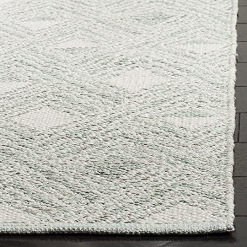 SAFAVIEH Montauk Collection 3' x 5' Light Green / Ivory MTK614G Handmade Cotton Area Rug