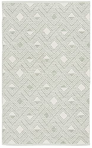 SAFAVIEH Montauk Collection 3' x 5' Light Green / Ivory MTK614G Handmade Cotton Area Rug