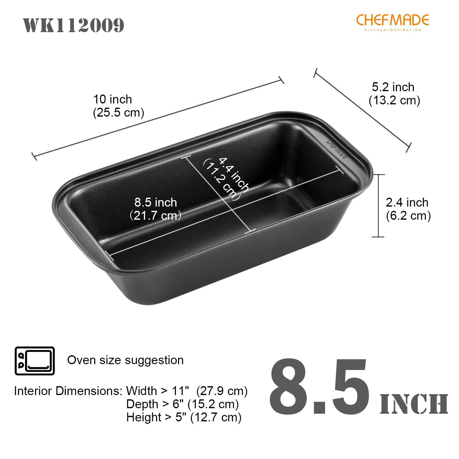 CHEFMADE Bread Loaf Pan, Nonstick Meatloaf Medium Pan, 4.5" x 8.5", Set of 2