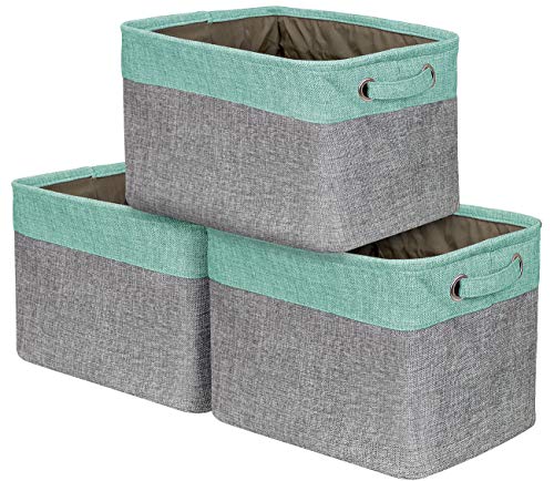 Sorbus Premium Fabric Storage Cubes 15 Inch - Big Sturdy Collapsible Storage Bins with Dual Handles - Foldable Baskets for Organizing - Decorative Cube Storage Bins for Home & Office Use- 3 Pack| Teal