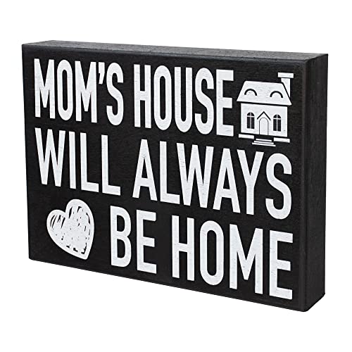 JennyGems Mom's House Will Always Be Home Wooden Sign, Mom Table Decor and Wall Hanging, Gifts for Moms, Made in USA