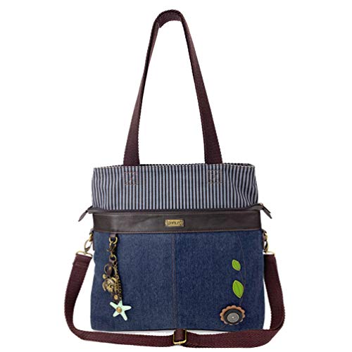 Chala Canvas Convertible Tote- Crossbody Or Shoulder Handbags with Chala Key Fob- Mauve (Metal Turtle)