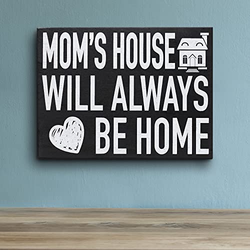 JennyGems Mom's House Will Always Be Home Wooden Sign, Mom Table Decor and Wall Hanging, Gifts for Moms, Made in USA