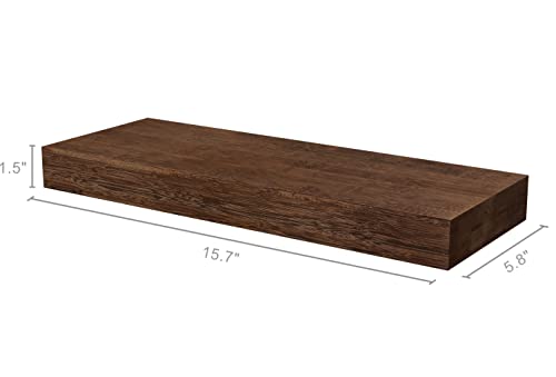 BAMFOX Floating Wall Shelf Set of 2,Natural Bamboo Wall Decor Storage Shelf,Wall Mount Display Rack for Bedroom, Living Room, Bathroom, Kitchen, Office and More