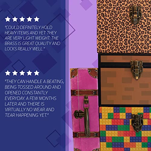 Blue Orchards Pixel Treasure Chest Paperboard Boxes (Set of 3), Decoration for Video Gamers, Birthday Parties, Mining Fun, Storage or Display