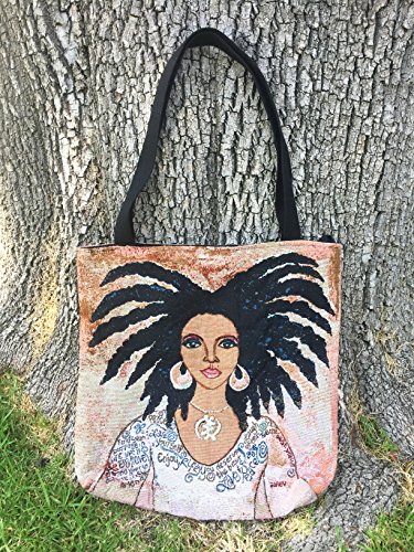Shades of Color Woven Tote Bag, Nubian Queen, 17 x 17 inches (WTB009)