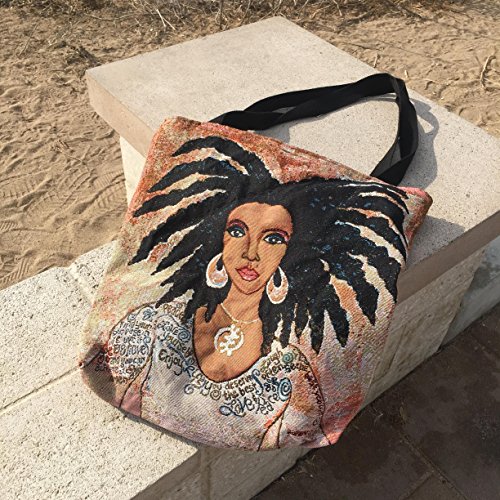 Shades of Color Woven Tote Bag, Nubian Queen, 17 x 17 inches (WTB009)
