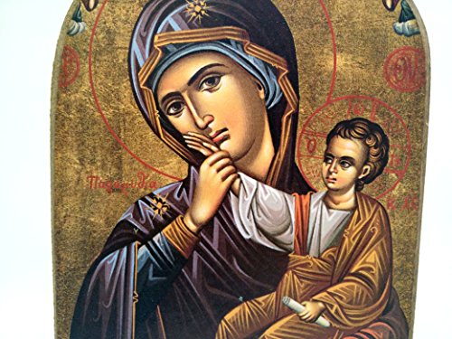 Handmade Wooden Greek Christian Orthodox Mount Athos Icon of Virgin Mary /Mp2
