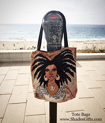 Shades of Color Woven Tote Bag, Nubian Queen, 17 x 17 inches (WTB009)