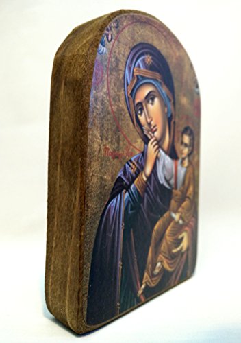 Handmade Wooden Greek Christian Orthodox Mount Athos Icon of Virgin Mary /Mp2