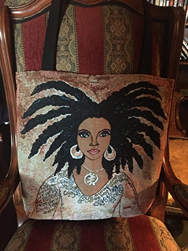 Shades of Color Woven Tote Bag, Nubian Queen, 17 x 17 inches (WTB009)