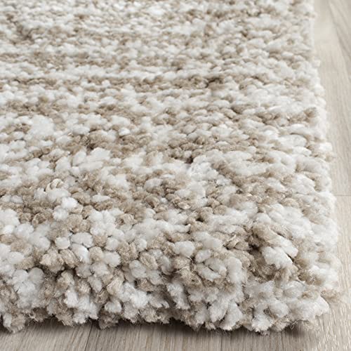 SAFAVIEH Ultimate Shag Collection 8' x 10' Sand / Ivory SGU211C Handmade Solid 1.6-inch Thick Area Rug