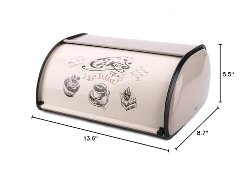 PENGKE Bread Box,Stainless Steel Bread Box for Kitchen,Metal Bread Bin with Lid,Bread Storage Bread Holder for Counter,Pack of 1