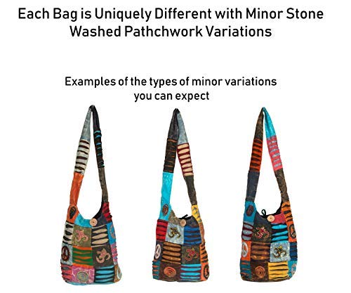 Blue Red Hobo Cotton Sling Cross Body Messenger Shoulder Bag Hippie Boho Bohemian Light Roomy Spacious (COLORFUL OM)