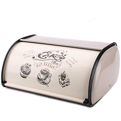PENGKE Bread Box,Stainless Steel Bread Box for Kitchen,Metal Bread Bin with Lid,Bread Storage Bread Holder for Counter,Pack of 1