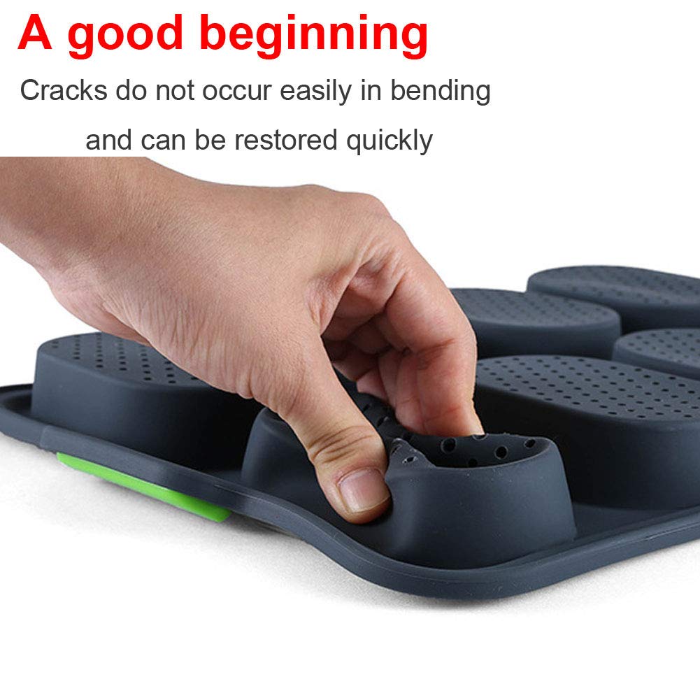 Silicone Baguette pan Mini Baguette Baking Tray, Bread Crisping Tray Hot Dog Molds, Non-stick Perforated French Bread Loaf Baking Mould, Toast Cooking Bakers Roll Pan Sandwich Mold (Grey)