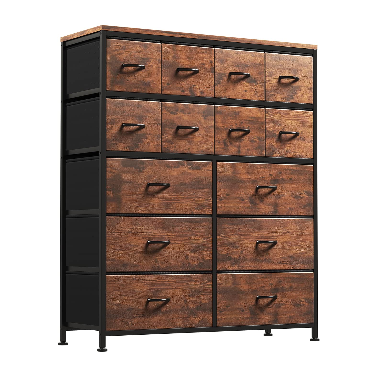 LIVEHOM 14 Dresser Drawer for Bedroom, Tall Dresser with Fabric Storage Drawer, Large Dressers & Chest of Drawers for Kid Room, Closet, Living Room, Entryway (Rustic Brown)