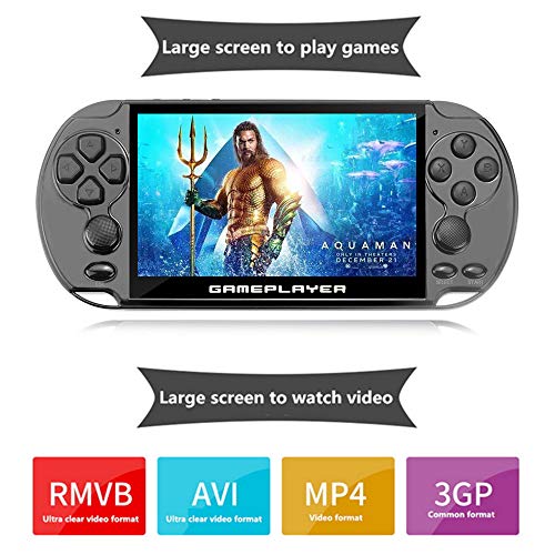 New 5.1 inch 32GB Retro Handheld Video Game Console Built-in 7600 Games for Multiple simulators Portable Game Console mp3/4 av-Out(Black)