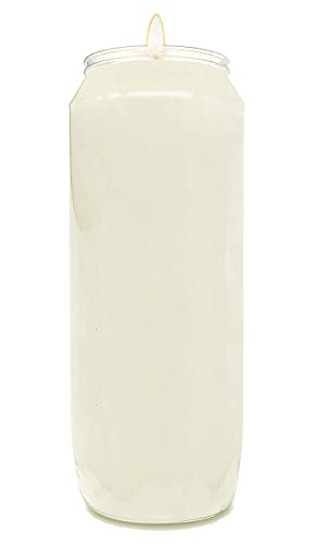9 Day White Prayer Candles, 10 Pack - 7" Tall Pillar Candles for Religious, Memorial, Party Decor, Vigil and Emergency Use - Vegetable Oil Wax in Plastic Jar Container - by Hyoola