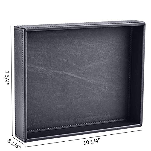 Decor Trends Leather Valet Tray for Men Decorative Catchall Tray Vanity Dresser Tray Nightstand Organizer Dump Tray for Keys Watches Phone Glasses,Black Leather