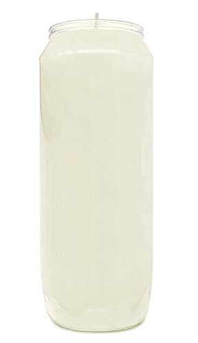 9 Day White Prayer Candles, 10 Pack - 7" Tall Pillar Candles for Religious, Memorial, Party Decor, Vigil and Emergency Use - Vegetable Oil Wax in Plastic Jar Container - by Hyoola