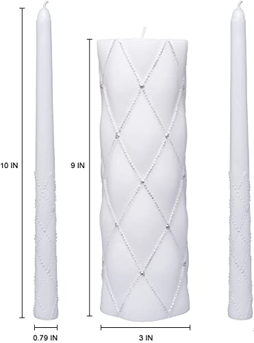 Hosley 11.5" High White Wedding Unity Candle Set. Great for Weddings Party Special Events and Emergency Lighting Reiki Spa Meditation. W5