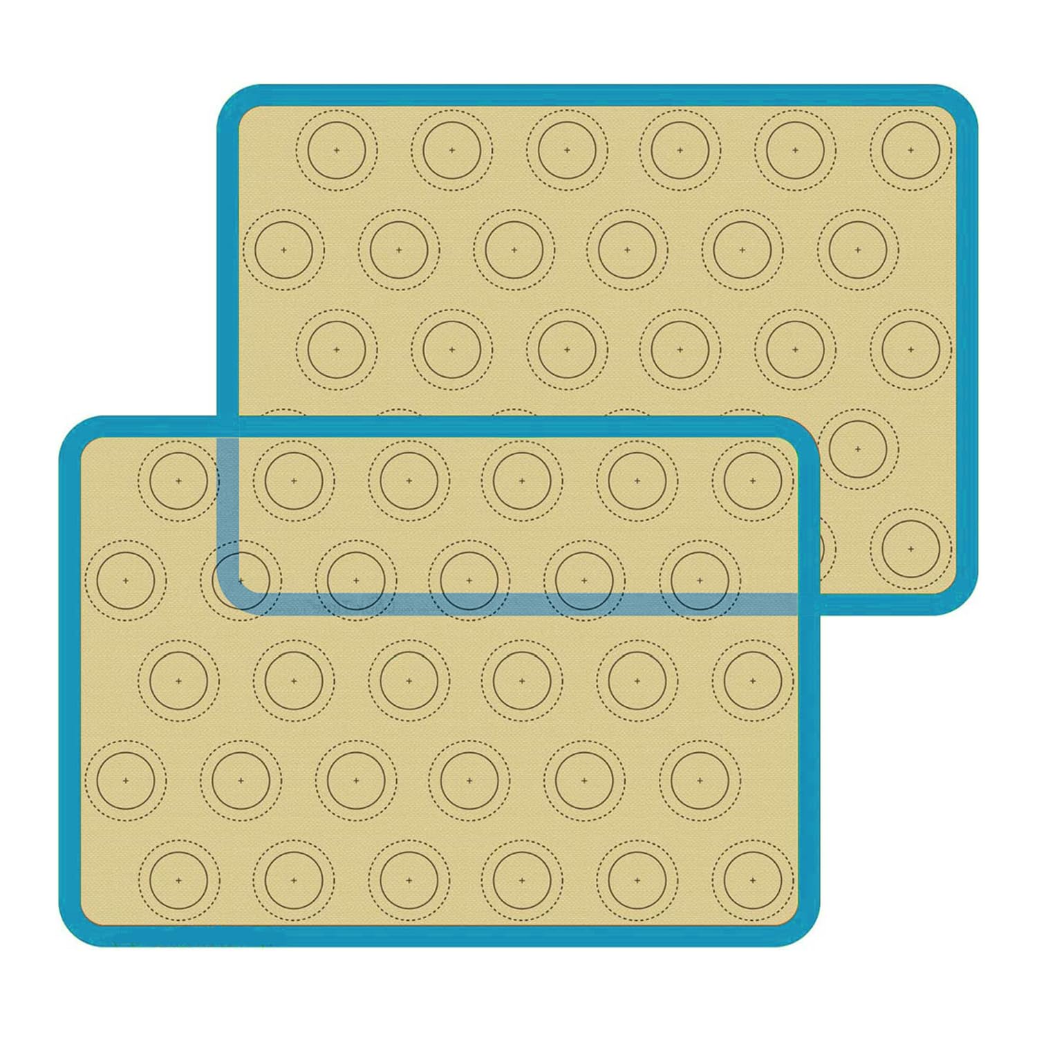 Macaron Silicone Baking Mats Set of 2,Non Stick Silicon Liner for Bake Pans & Rolling For Macaroons, Bake Pans, Pizza, Toaster, Cake, Cookie and Bread MakingQ