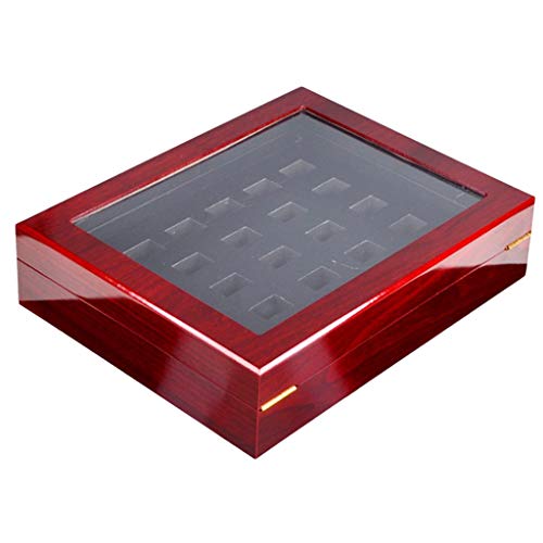 GZYF Championship Ring Display Case Sports Ring Storage Box Wooden Black Velvet , 30 Slot