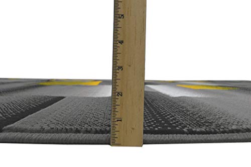 Handcraft Rugs Abstract Geometric Modern Squares Pattern Yellow/Orange/Silver/Gray/Black Area Rug (5X7, Yellow)