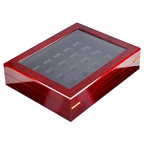 GZYF Championship Ring Display Case Sports Ring Storage Box Wooden Black Velvet , 30 Slot