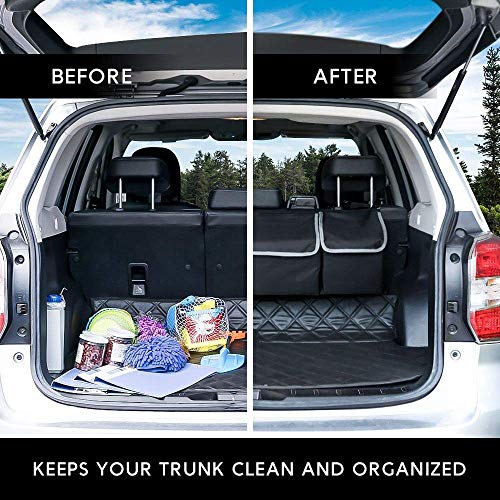 Yecaye Car Organizer, Trunk Organizer, Large Capacity Car Trunk Organizer Storage, Sturdy Space Saver Hanging Car Accessories Interior, Fit Most Car Truck Free Up Floor Area, Black